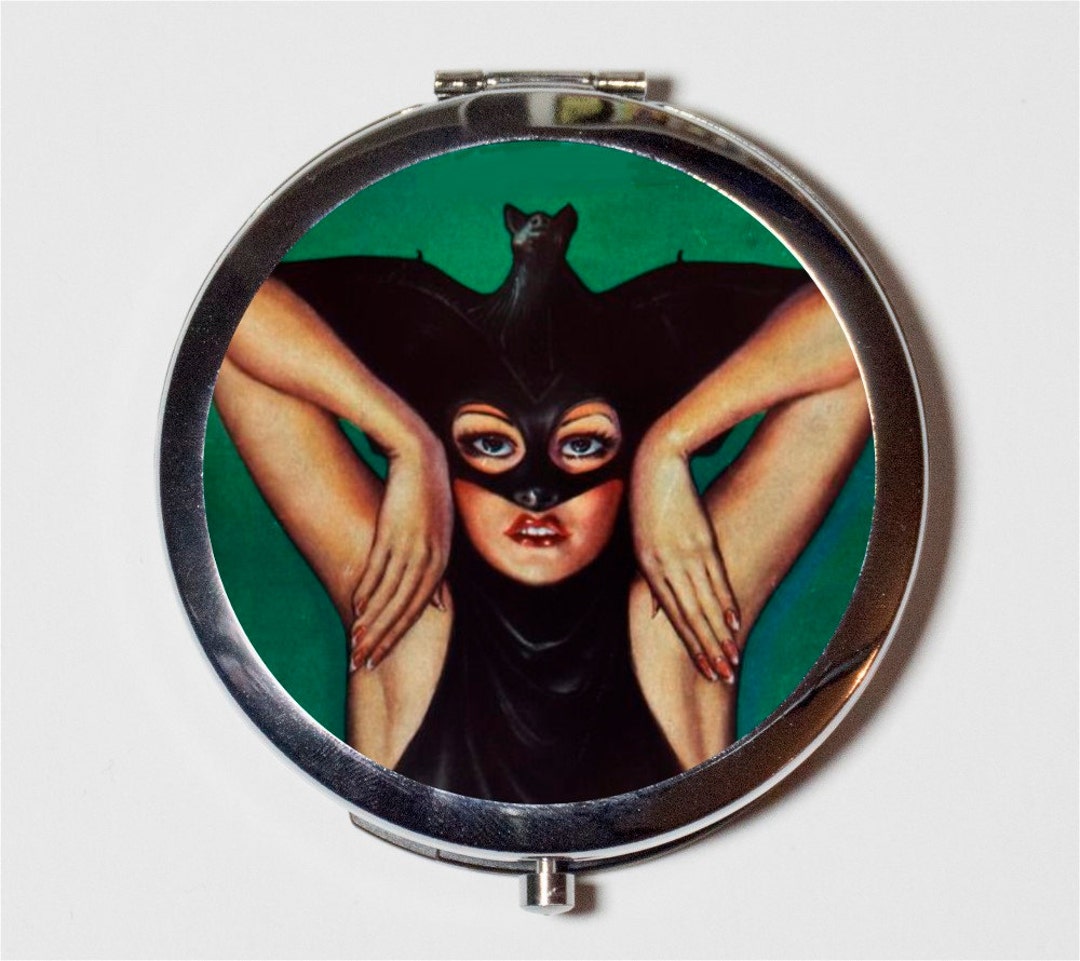 Pulp Bat Lady Compact Mirror - Goth 1920s Vintage Horror Illustration ...