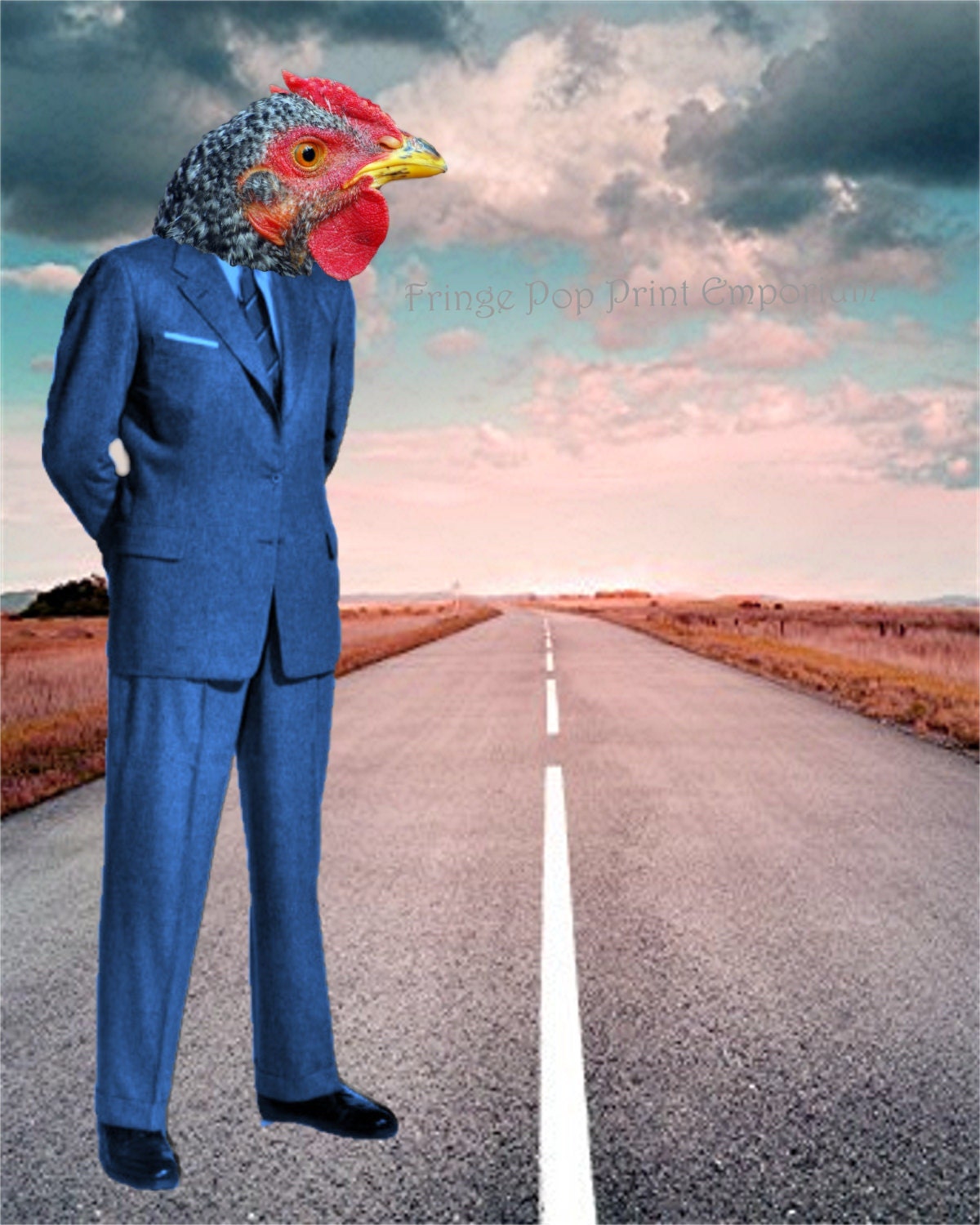 Chicken Man Art Print 8 X 10 Why Did the Chicken Cross the - Etsy Sweden