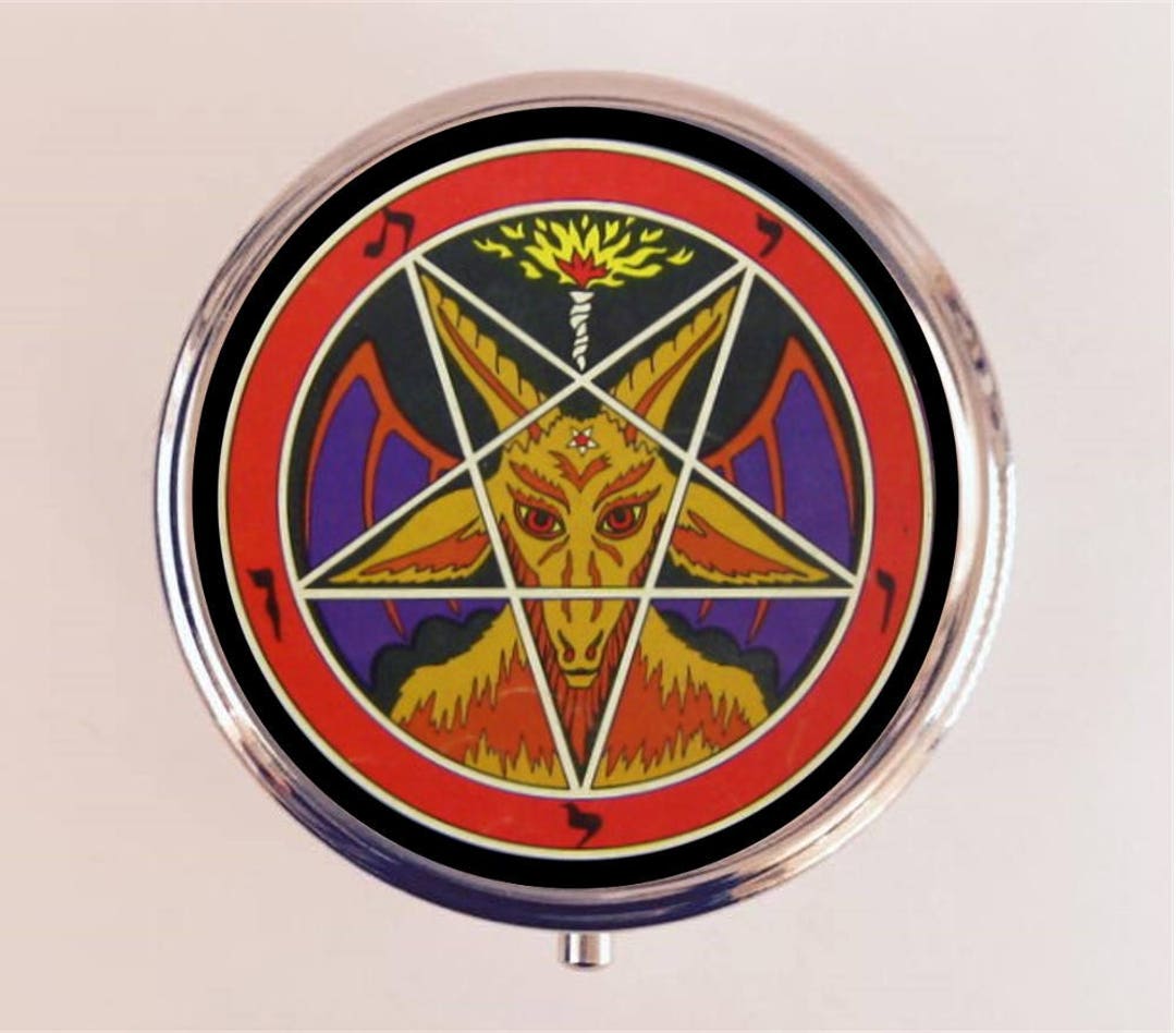 Baphomet Pill Box Case Pillbox Holder Trinket Pentagram Occult Magick ...