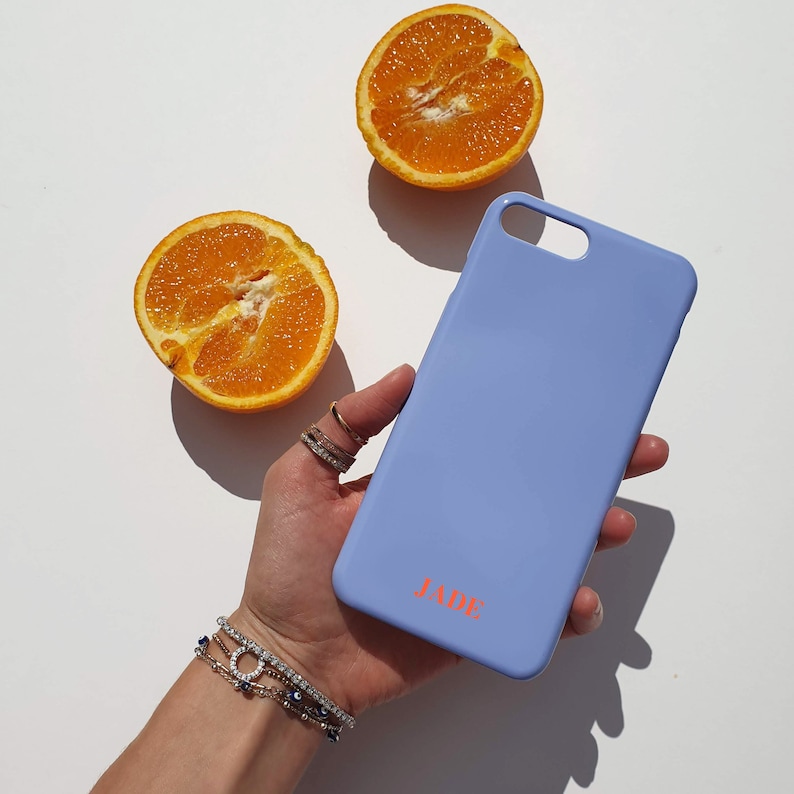 Powder Blue and Terracotta Orange Personalised Phone Case - iPhone 13 ...