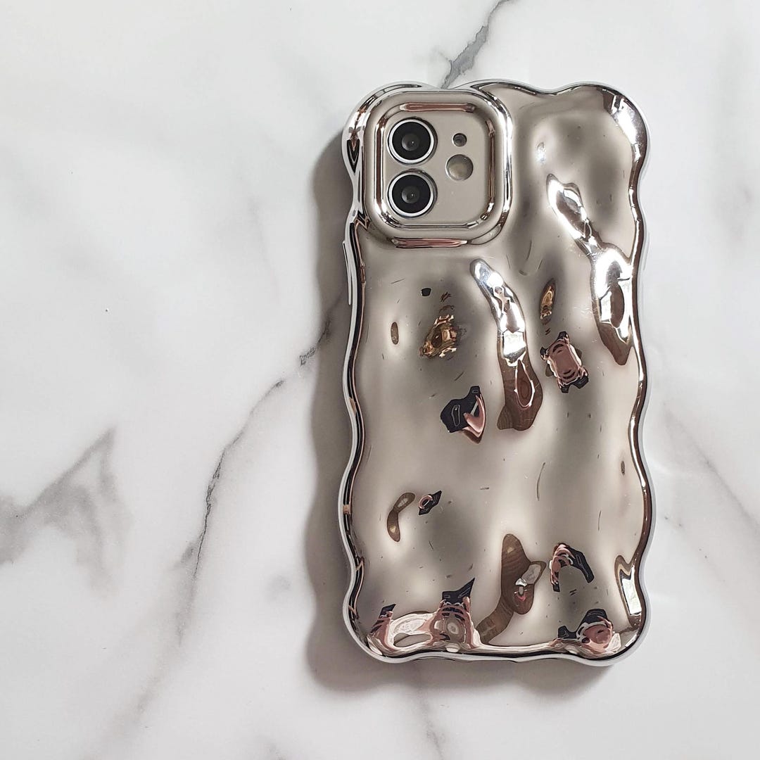 Metallic Silver Chrome Gummy Bubble Phone Case 3D Textured Case, iPhone ...