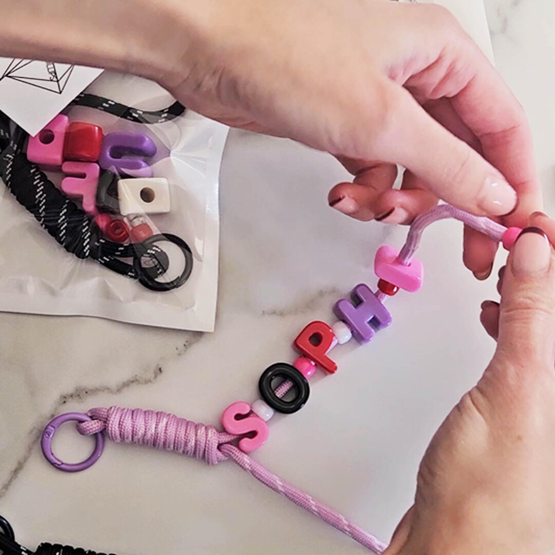 Personalized Candy Bead Bag Charm DIY Kit – Custom Initial Gift, Key ...