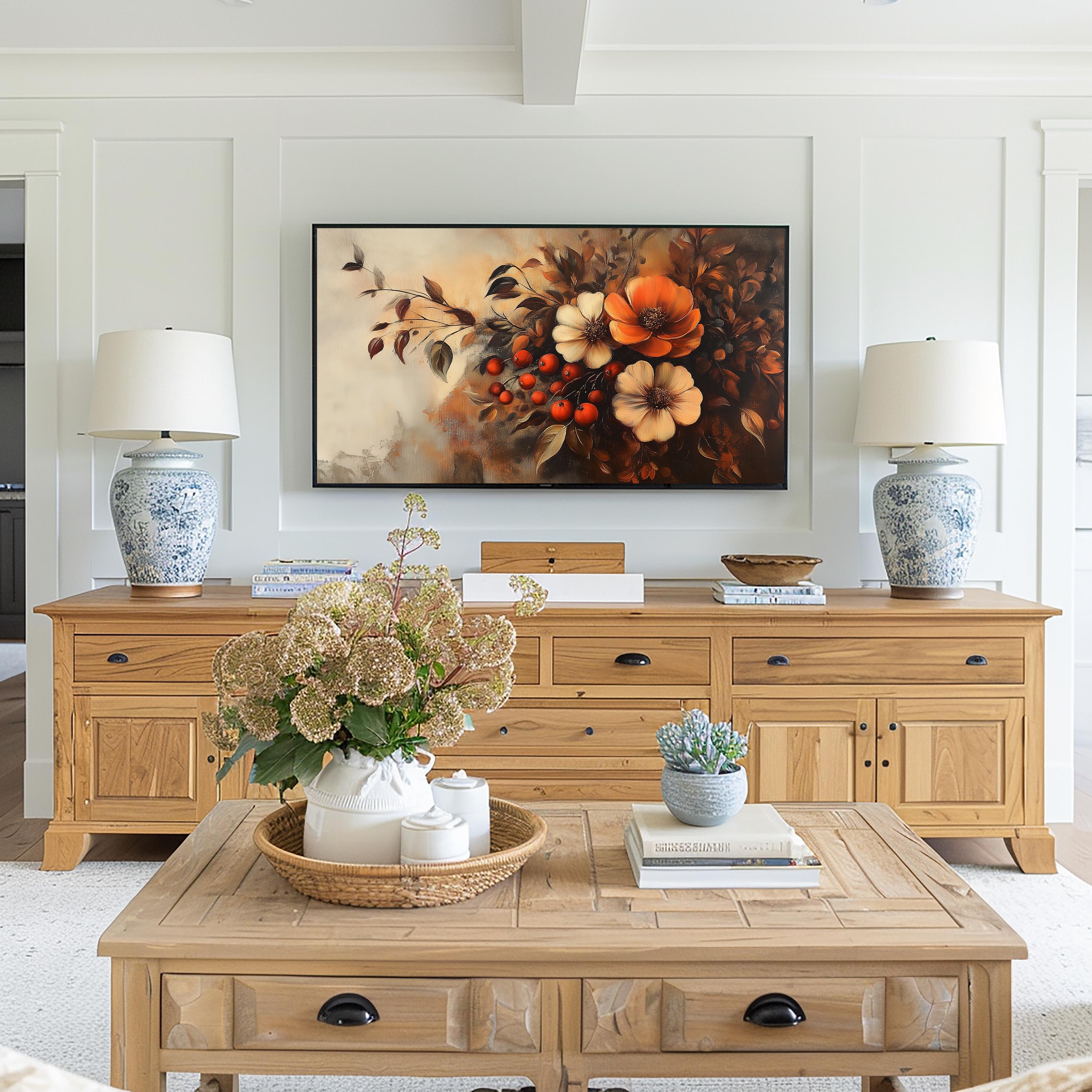 Thanksgiving Art for TV, Moody Wildflowers, Autumn Botanical ...