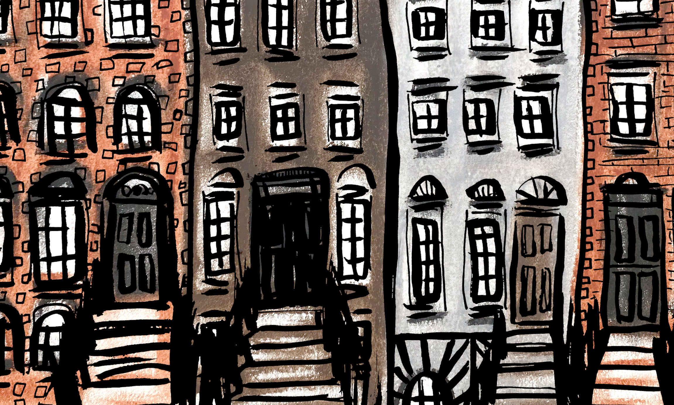 Brooklyn Brownstones in a Row, Brown / Brick / Brownstone, INSTANT ...