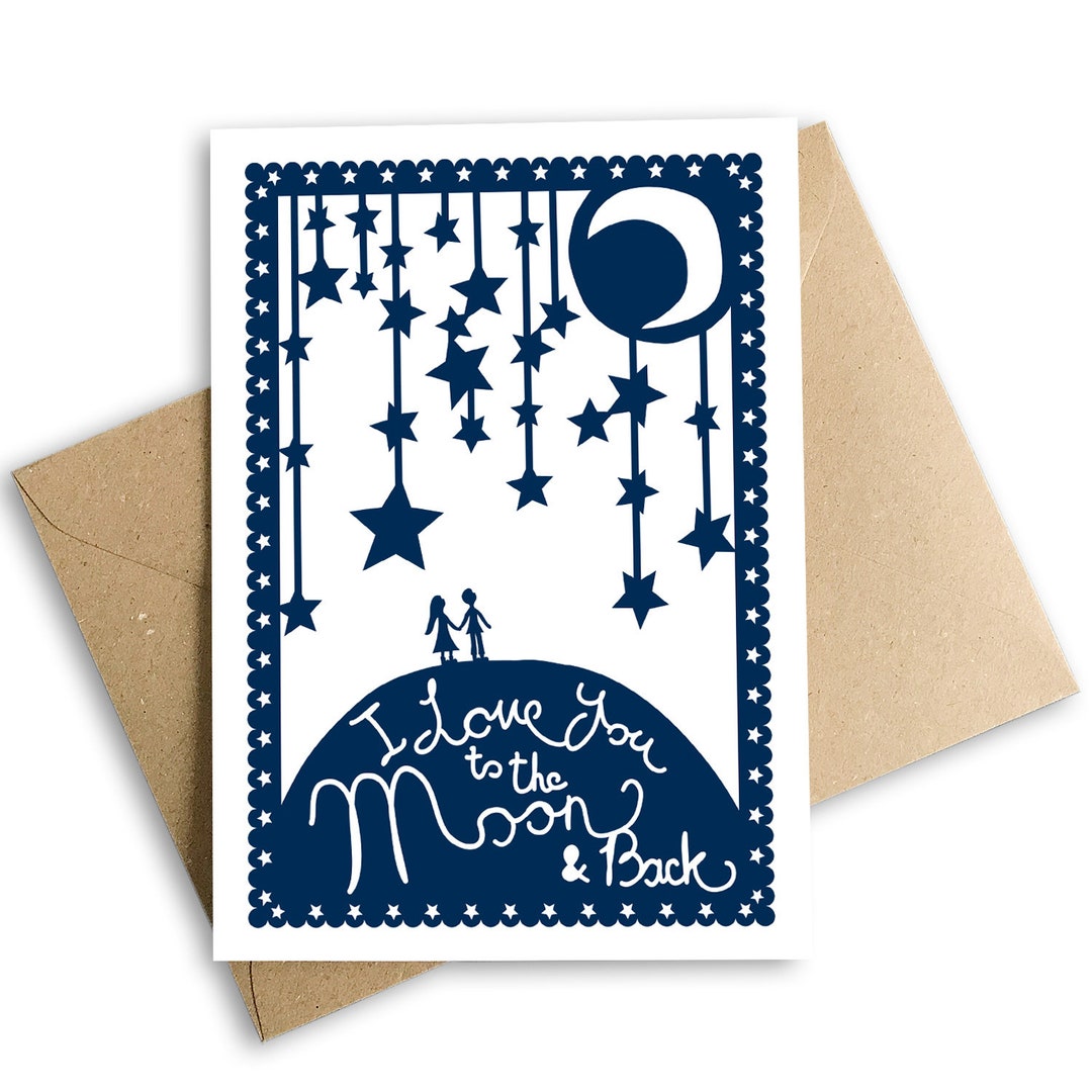 I Love You to the Moon and Back, Papercut Style Illustration ...
