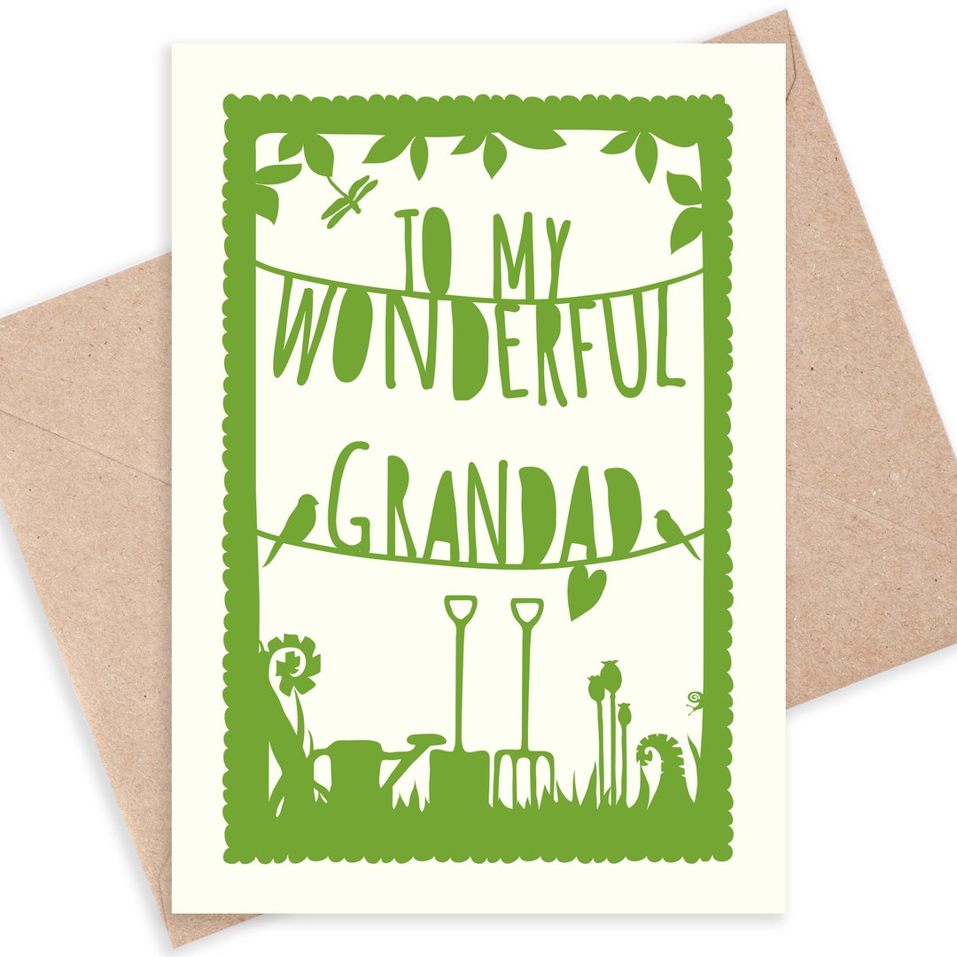 Happy Father's Day Grandad, Garden Card, Papercut Style Illustration ...