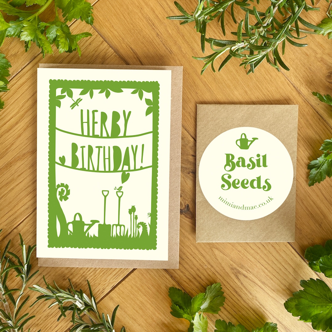 Herby Birthday Garden Herb Card, Seed Card, Eco Friendly. Birthday Card ...