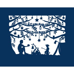 Personalised Campfire Papercut. Not Down in Any Map. Family Picture ...
