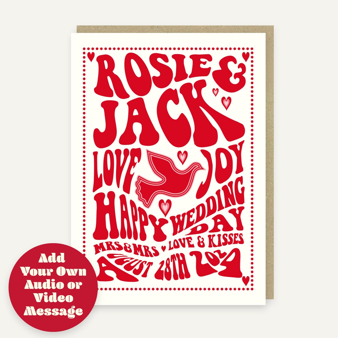 Personalised Frameable Keepsake Wedding Retro Gig Style Card. Inspired ...