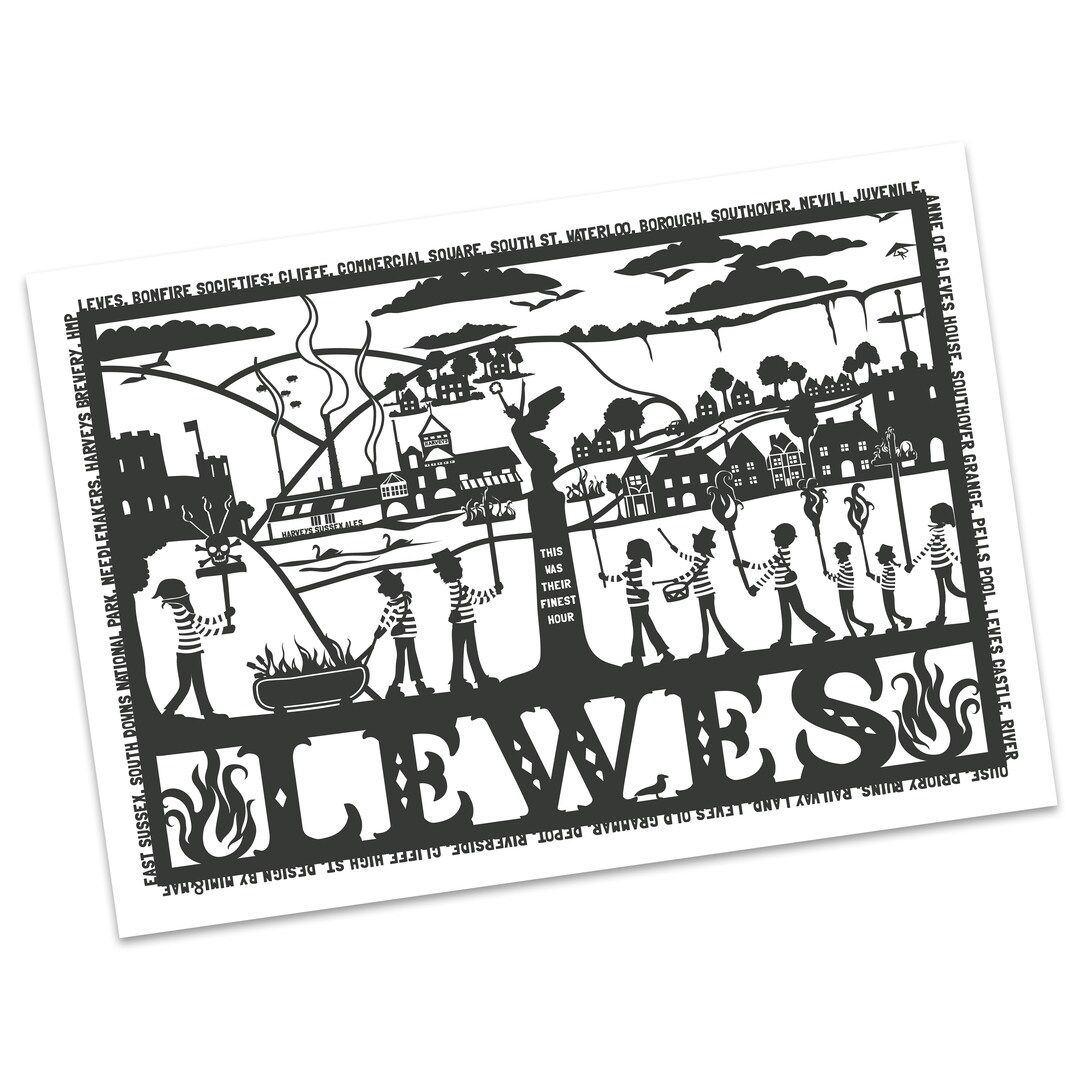 Lewes Art Print. Illustration of All Things Lewes. Lewes Souvenir. - Etsy