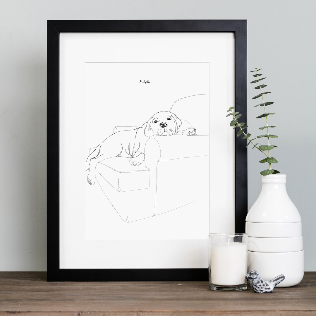 Pet Continuous Line Drawing Portrait, Bespoke Dog Continuous Line ...