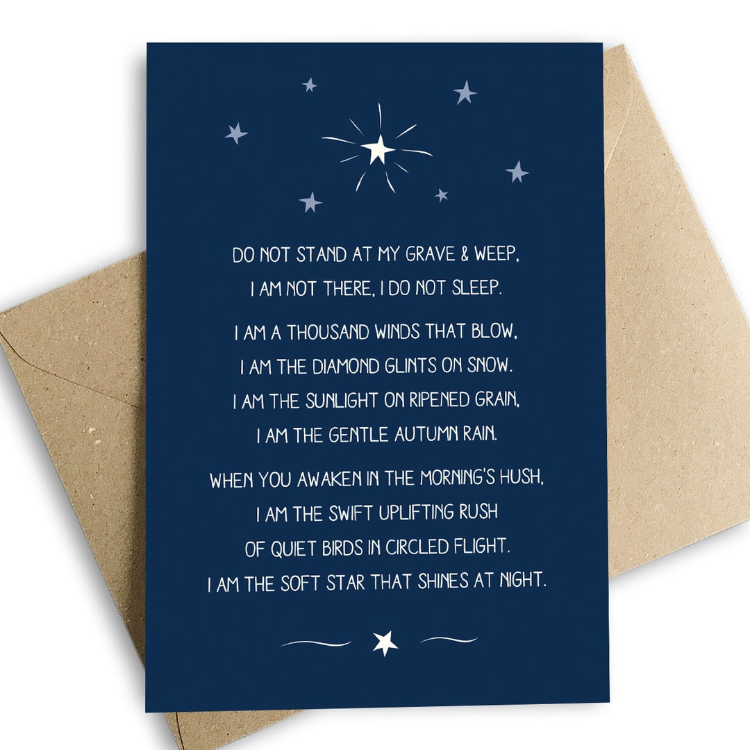 Star at Night.. Poem. Bereavement Card. Loss and Grieving Card. in ...