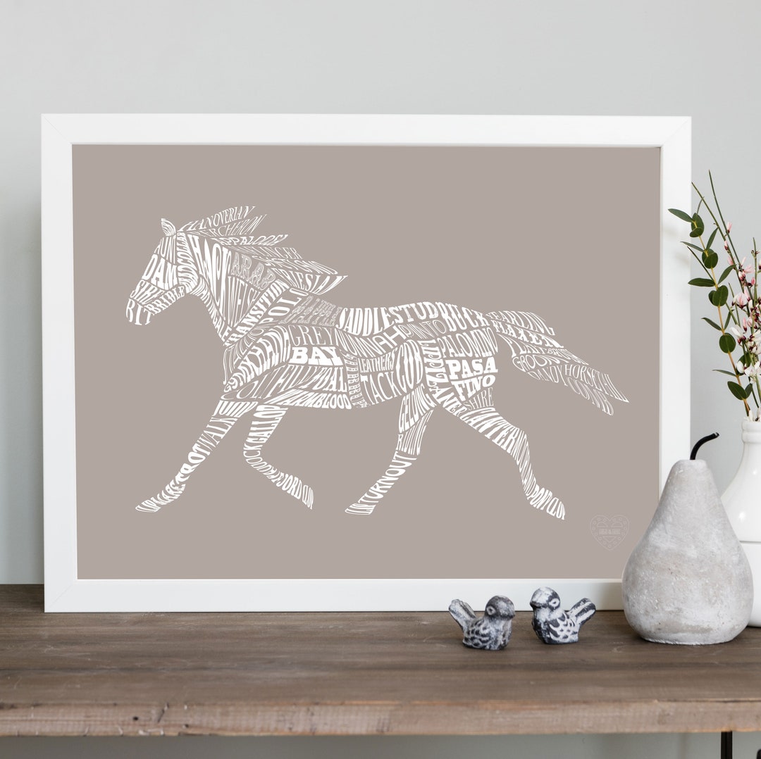 Impresión de arte de palabra de caballo. Puedes personalizar. Cuadro ...