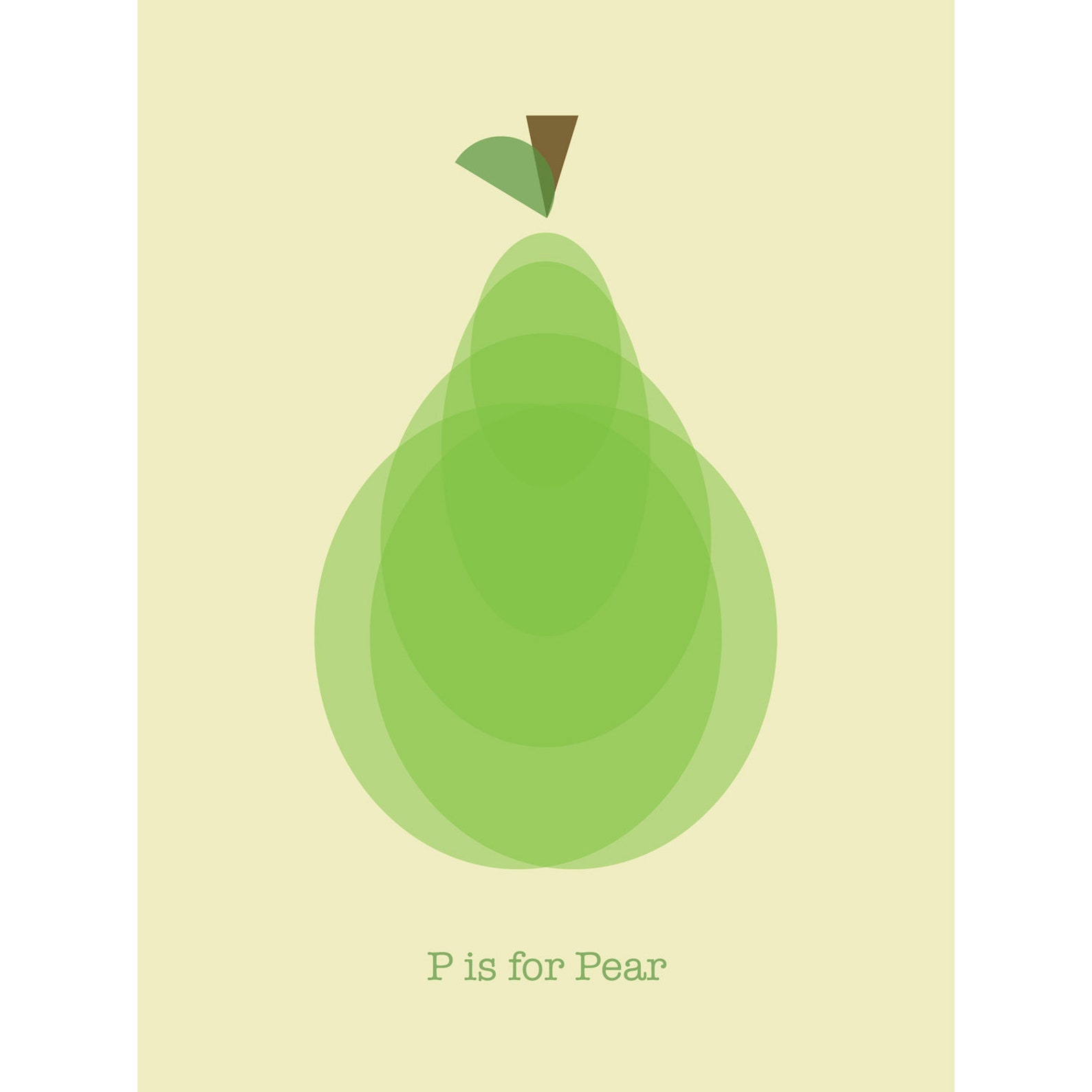 P is for Pear Fruit Wall Art Print All Sizes Funky Style | Etsy