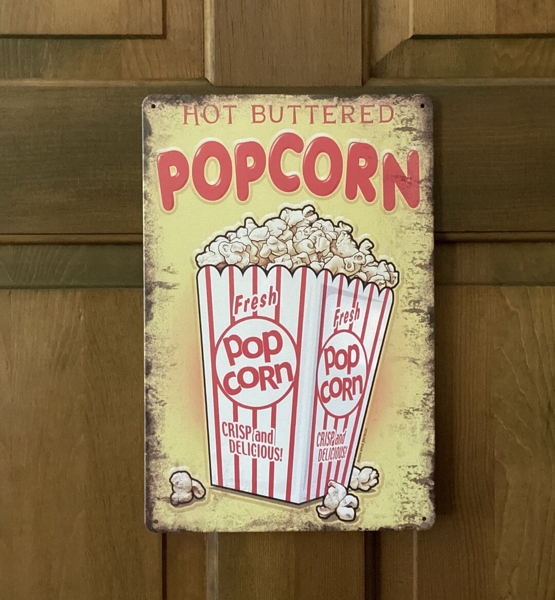 BOGO 50% Off, Movie Popcorn Tin Wall Art Decor, 8x12 Tin Sign ...