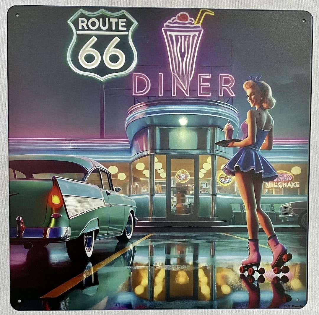 BOGO 50% Off, 12x12 Route 66 Diner Tin Sign, 1950s Nostalgia, Neon ...
