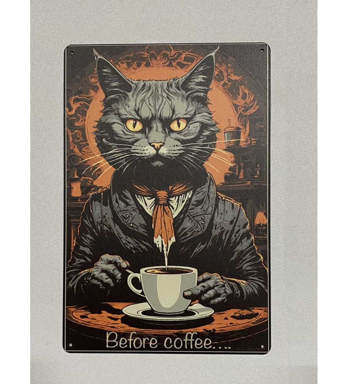 BOGO 50% Off, Black Cat Before Coffee Cat Tin Sign – Quirky 8x12 Wall ...