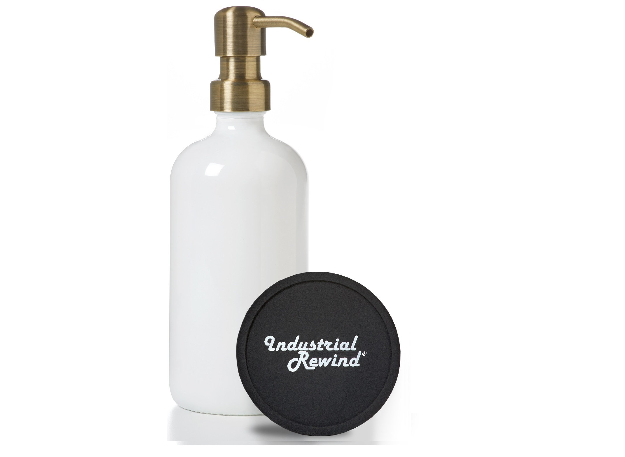 White Glass Soap Dispenser With Brass Soap Pump 16oz Industrial Rewind Boston Round Bottle With Metal Lotion Dispenser Pump Soap Holder Etsy UK