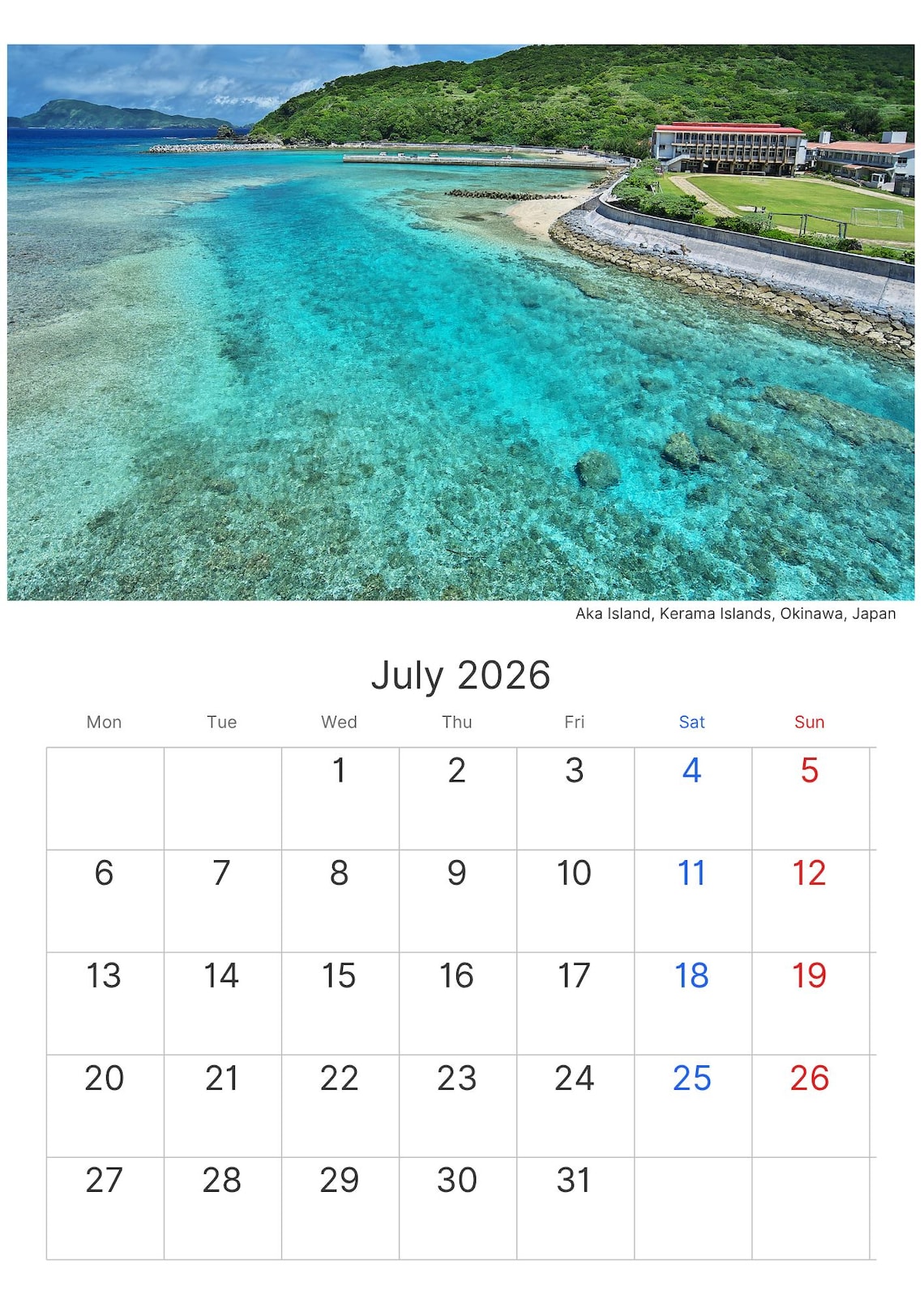 2026 Printable Calendar PDF | Simple Monthly Calendar | A4 - Etsy
