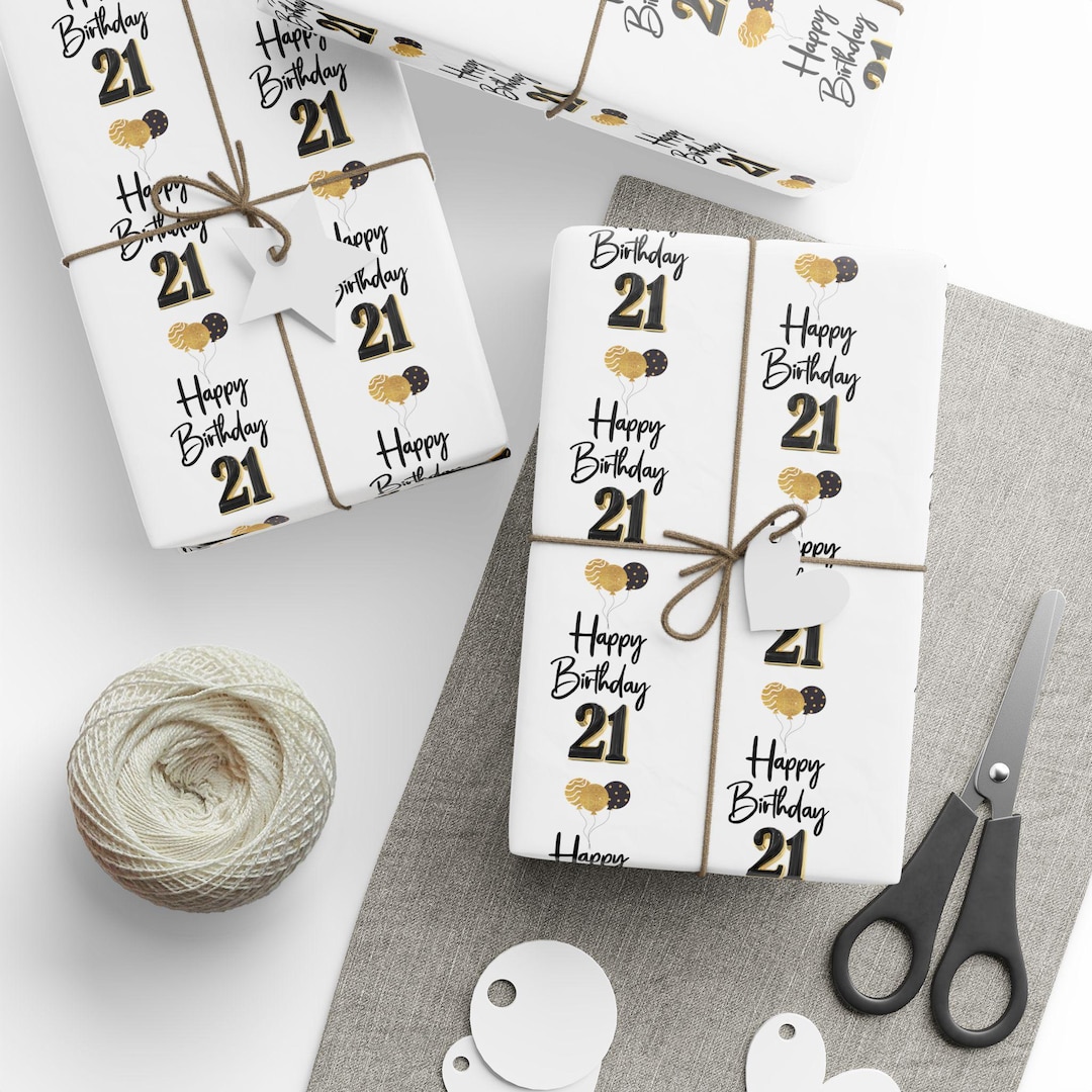 Happy 21st Birthday Gift Wrap, Celebratory Gift Packaging, Personalized ...