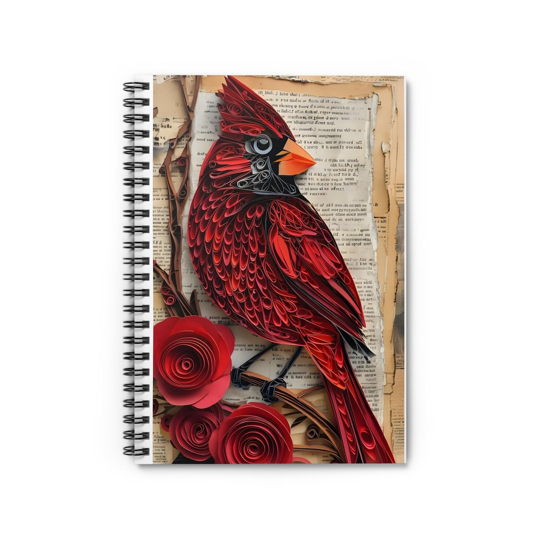 Cardinal Spiral Notebook - Quilled Cardinal Design, Sympathy Gift ...