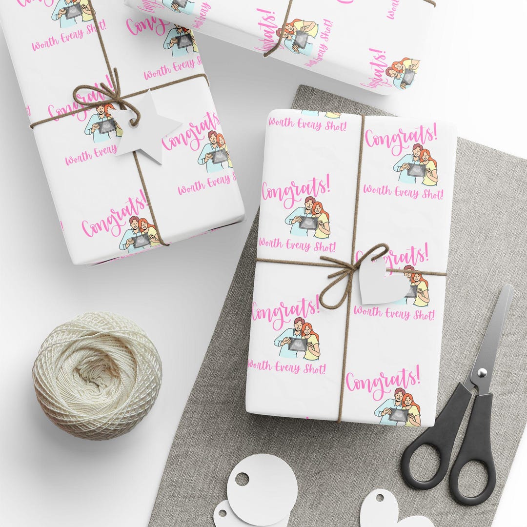 Wrapping Paper, IVF Baby Pregnancy Congratulations Gift Wrap, Worth ...