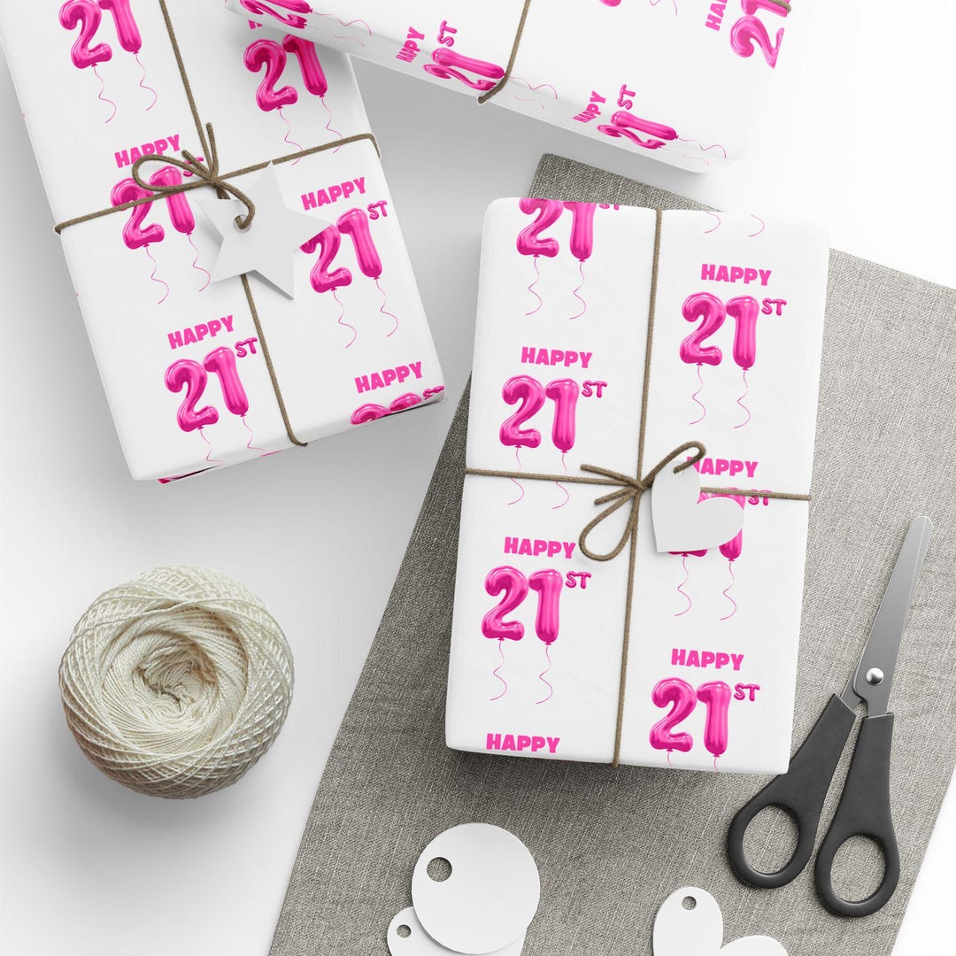 Happy 21st Birthday Gift Wrap, Celebratory Gift Packaging, Personalized ...