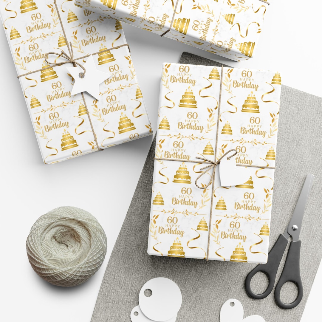 Wrapping Paper, 60th Birthday Gift Wrap Papers, Birthday Wrapping Paper ...