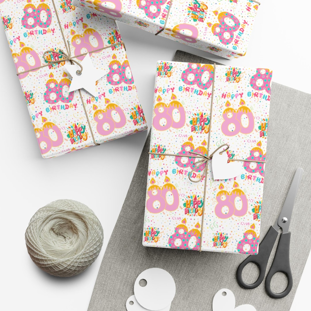 80th Birthday Wrapping Paper, 80 Birthday Gift Wrap Papers, Cheers to ...