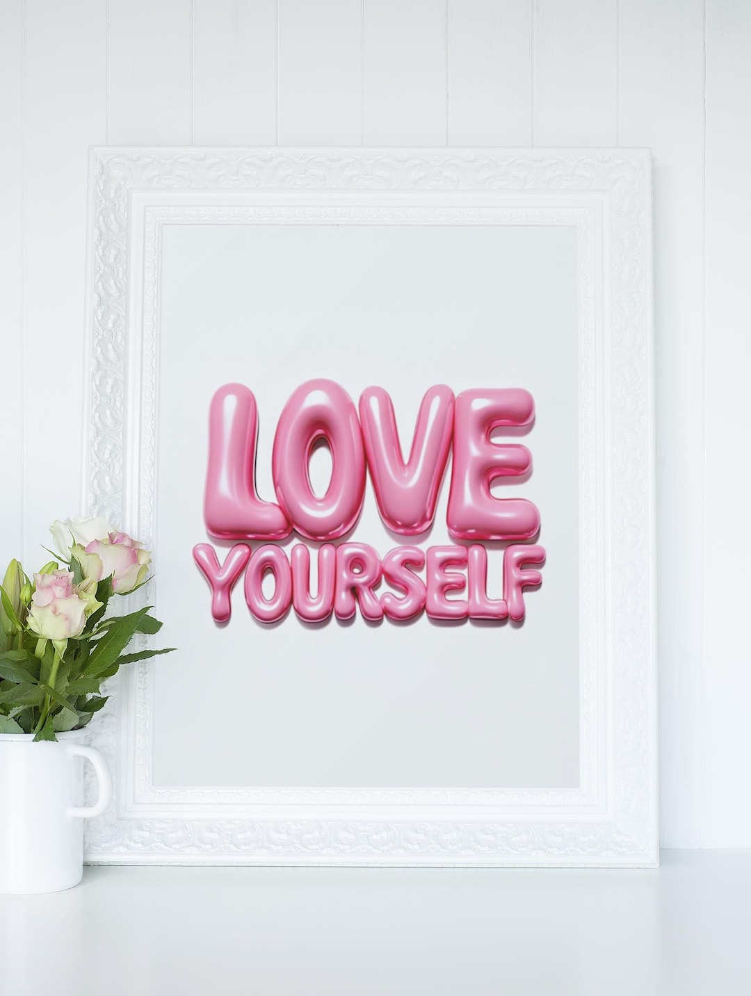Love Yourself Digital Download Poster – Bold Pink Inspirational Wall ...