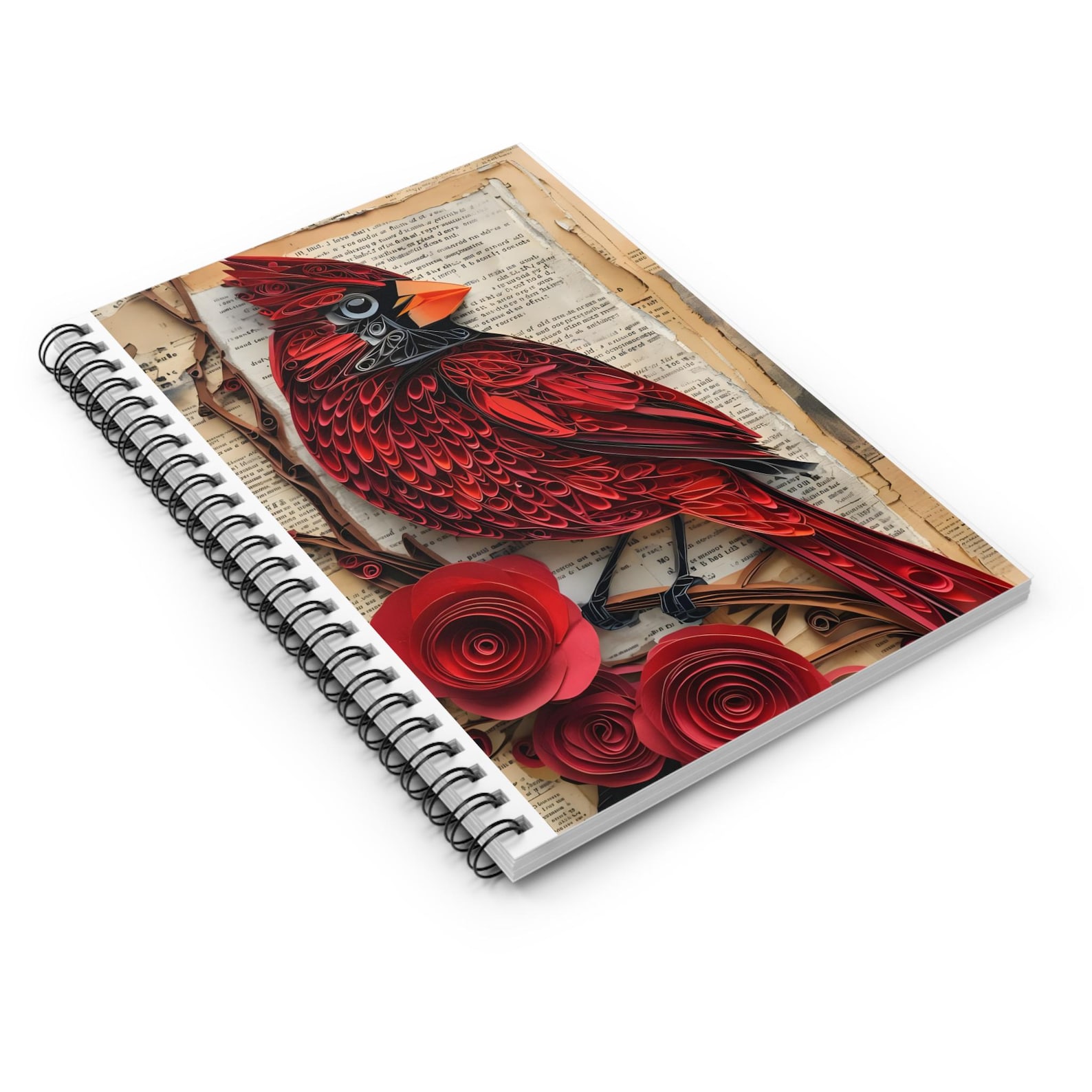 Cardinal Spiral Notebook - Quilled Cardinal Design, Sympathy Gift ...