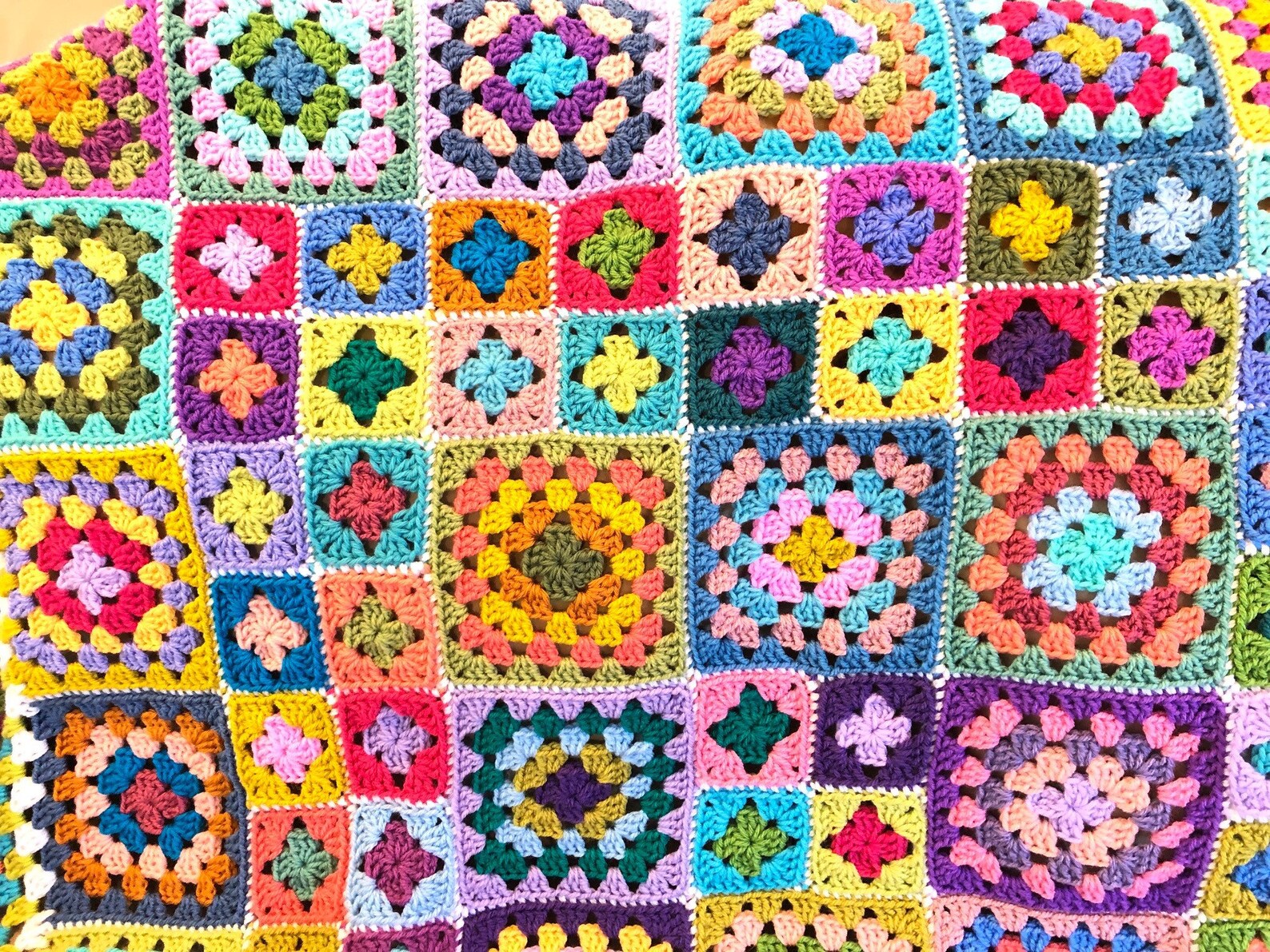 Crochet Patchwork Afghan, Coloured Blanket, Kaleidoscope Granny Squares ...