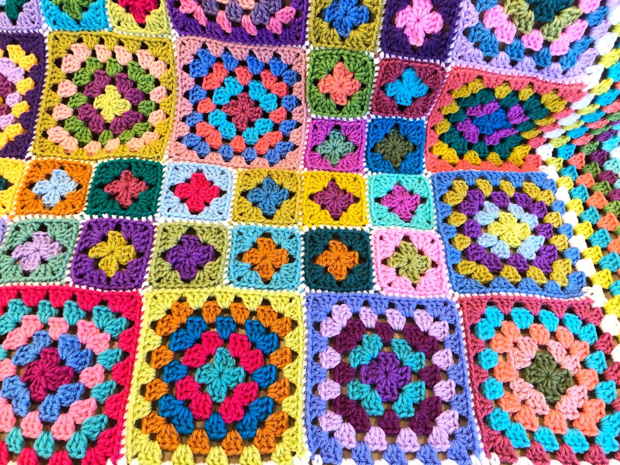 Crochet Patchwork Afghan, Coloured Blanket, Kaleidoscope Granny Squares ...