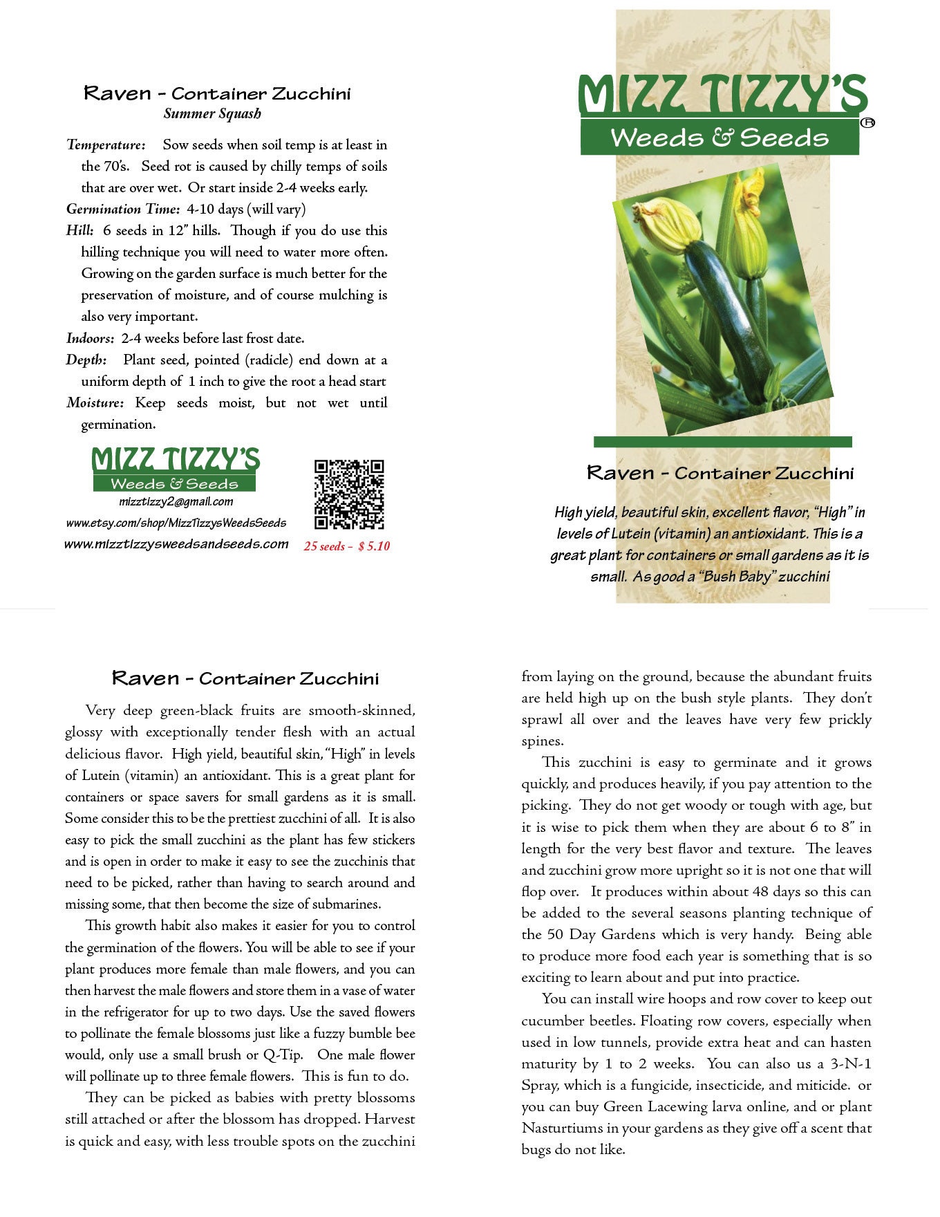 Raven - Container Zucchini Summer Squash SEEDS - Etsy