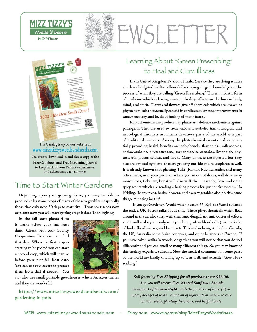 NEWSLETTER - Fall Gardening and the Ecosystem - Etsy