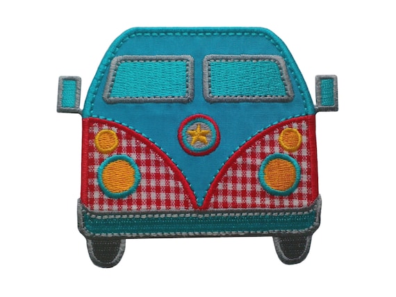 Iron on Patch Applique Camper Van Embroidered Patch Gingham | Etsy