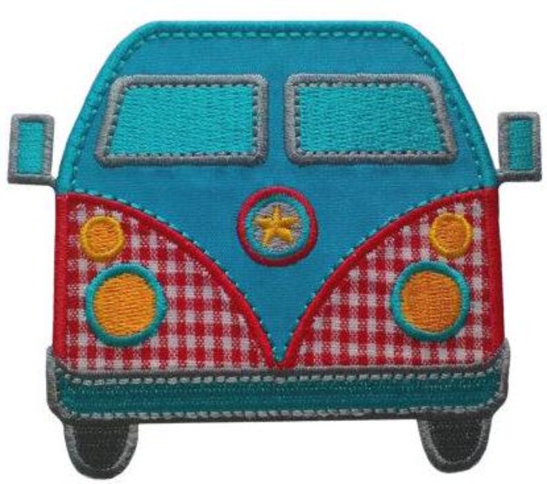 Iron on Patch Applique Camper Van Embroidered Patch Gingham Kids - Etsy