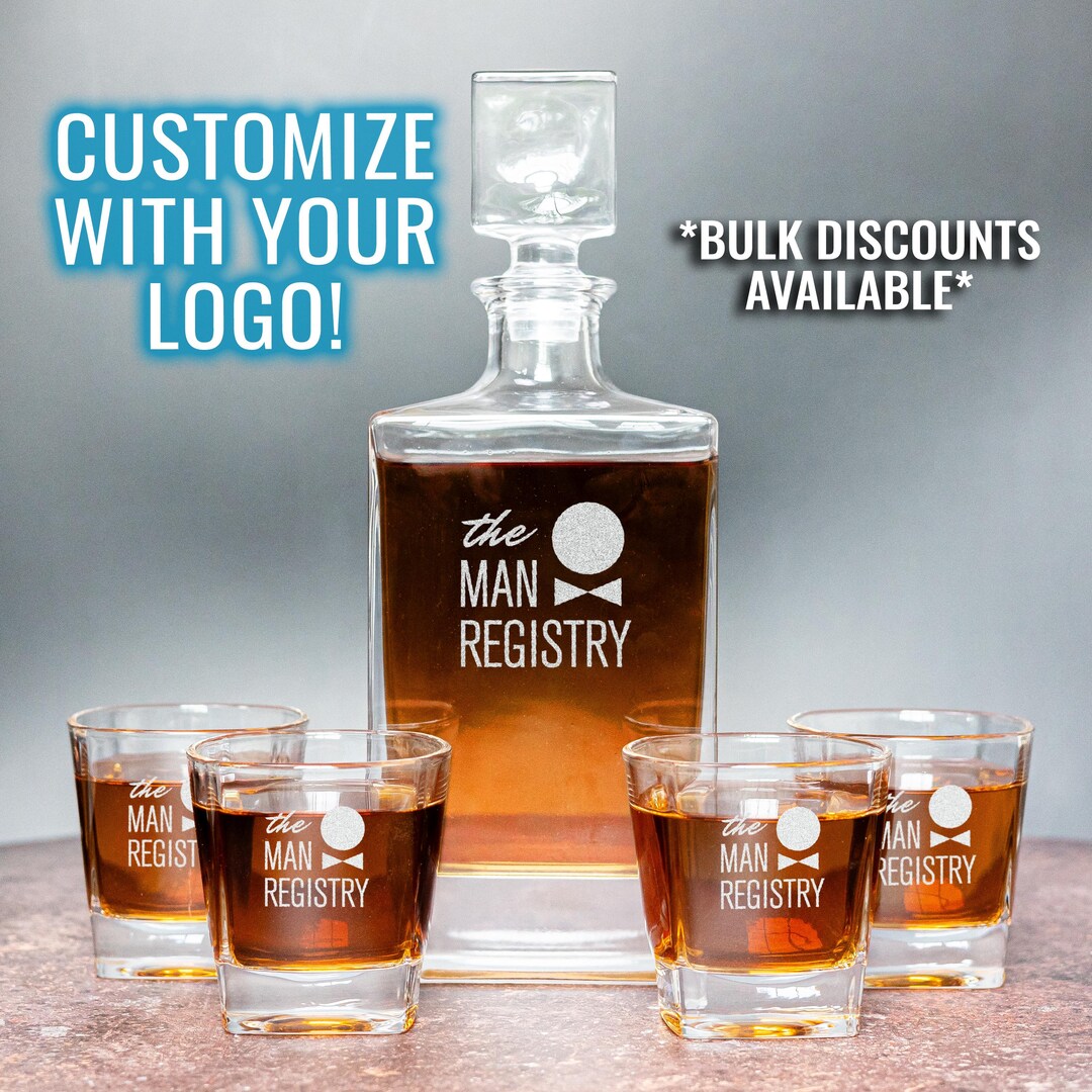 Custom Logo Decanter & Whiskey Glasses Set, Corporate Gift With Logo ...