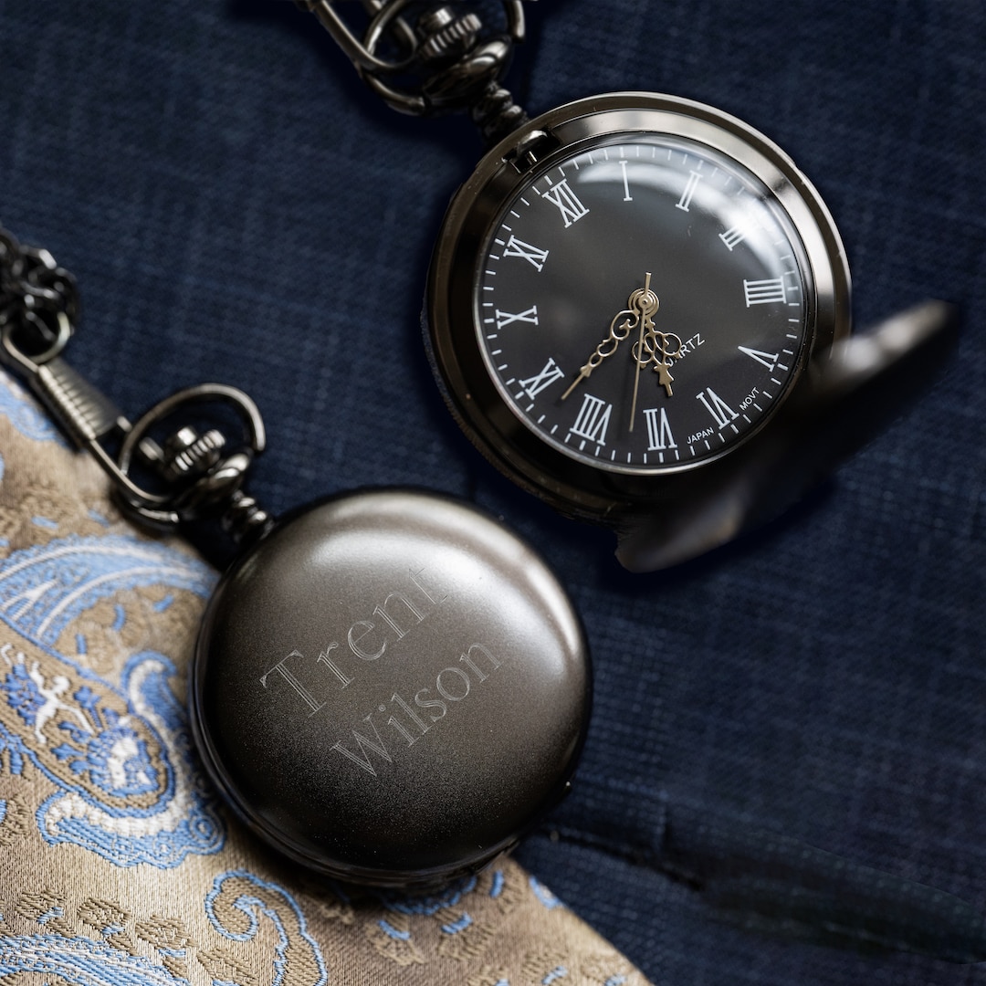 Engraved Gunmetal Grey Pocket Watch, Personalized Gift for Men - Etsy