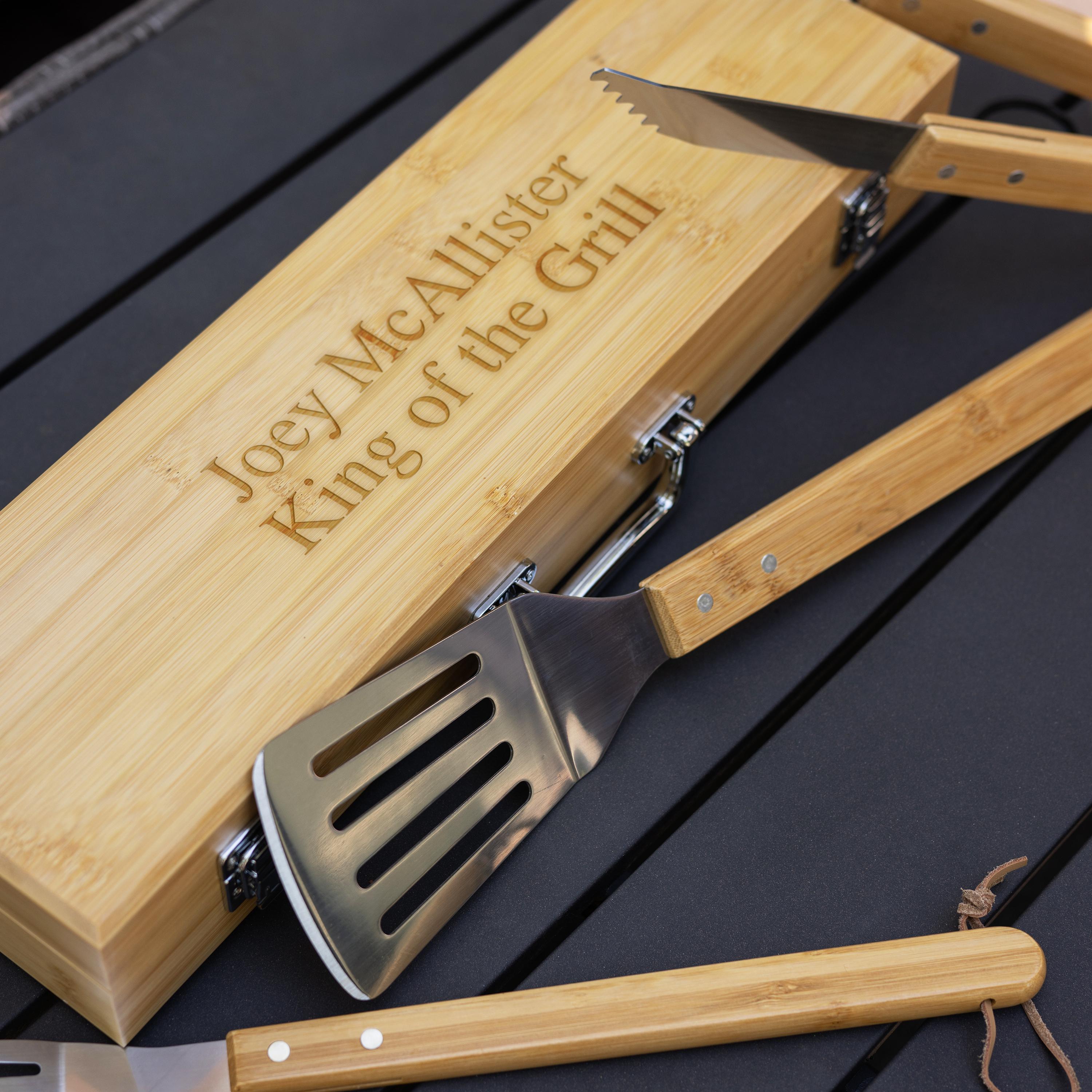 Personalized BBQ Set, Housewarming Gift, Engraved Grilling Tools ...
