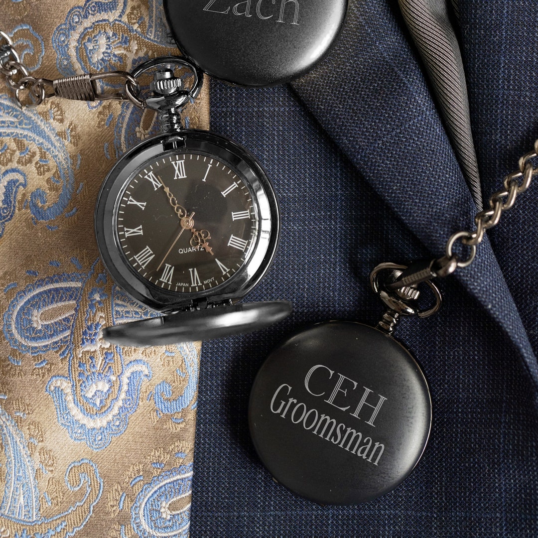Black Pocket Watch, Custom Pocket Watch for Men, Men's Watches, Gift ...