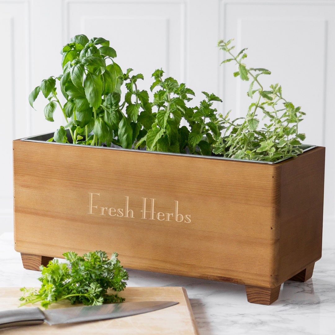 Wood Planter Box, Engraved Indoor/outdoor Trough Planter for Flowers ...