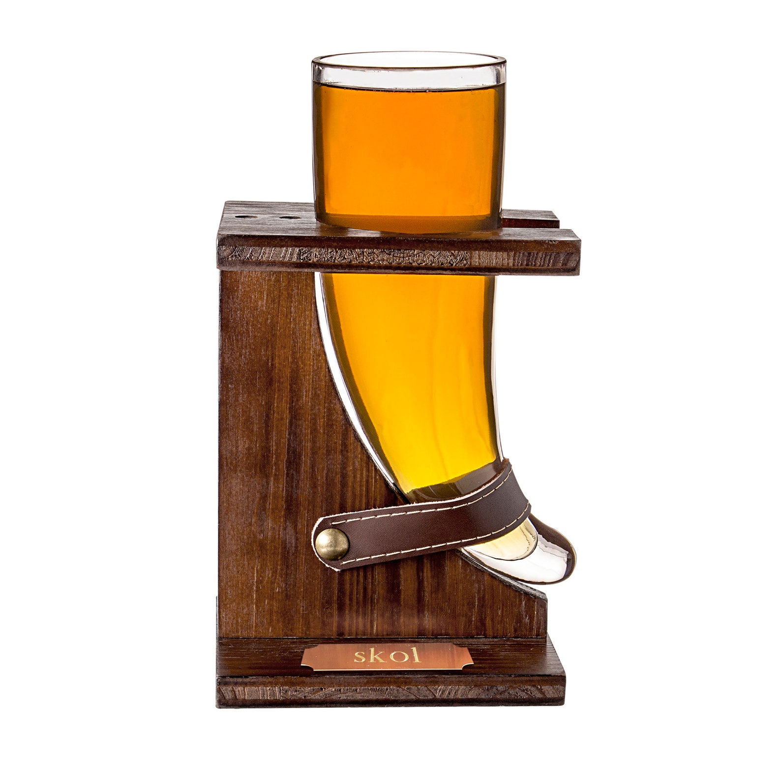 Personalized Viking Beer Horn Glass With Wood Stand, Skol Gift - Etsy