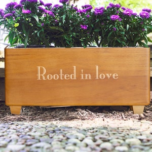 Wood Planter Box, Engraved Indoor/outdoor Trough Planter for Flowers ...