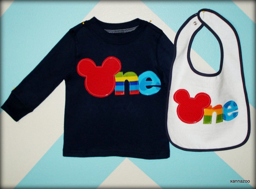 MICKEY MOUSE Boy Shirt and Bib Set - Etsy