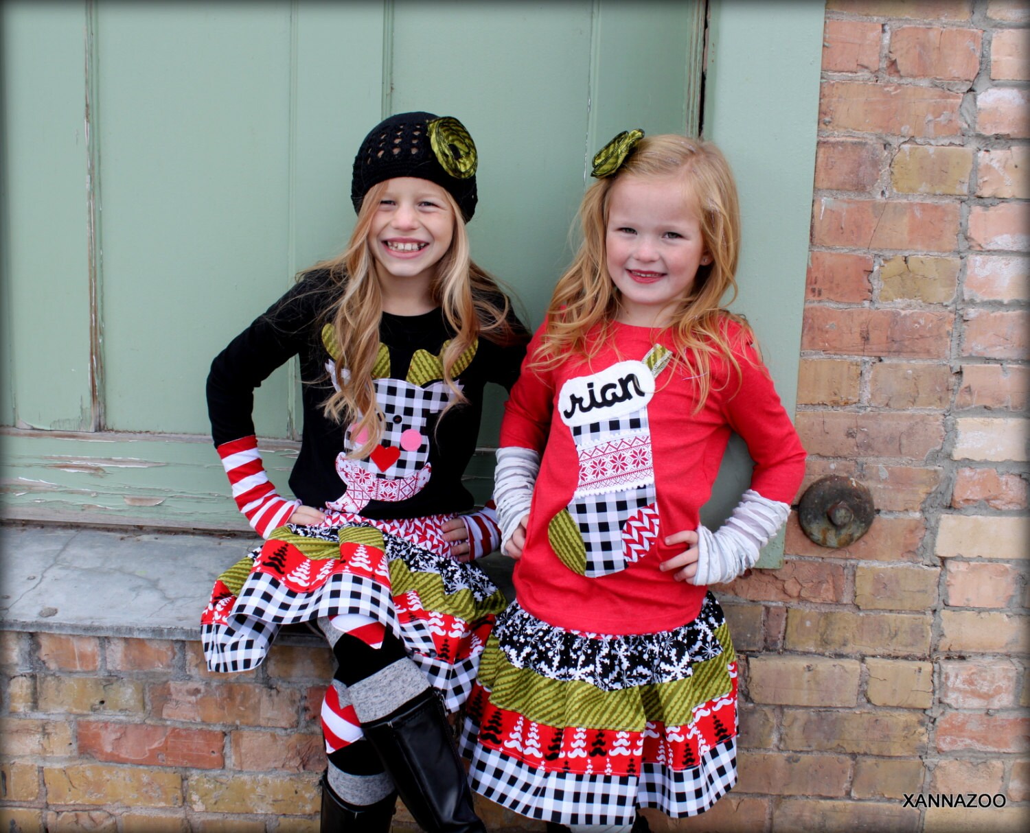 Girl Christmas Outfit Modern Personalized Christmas Stocking | Etsy