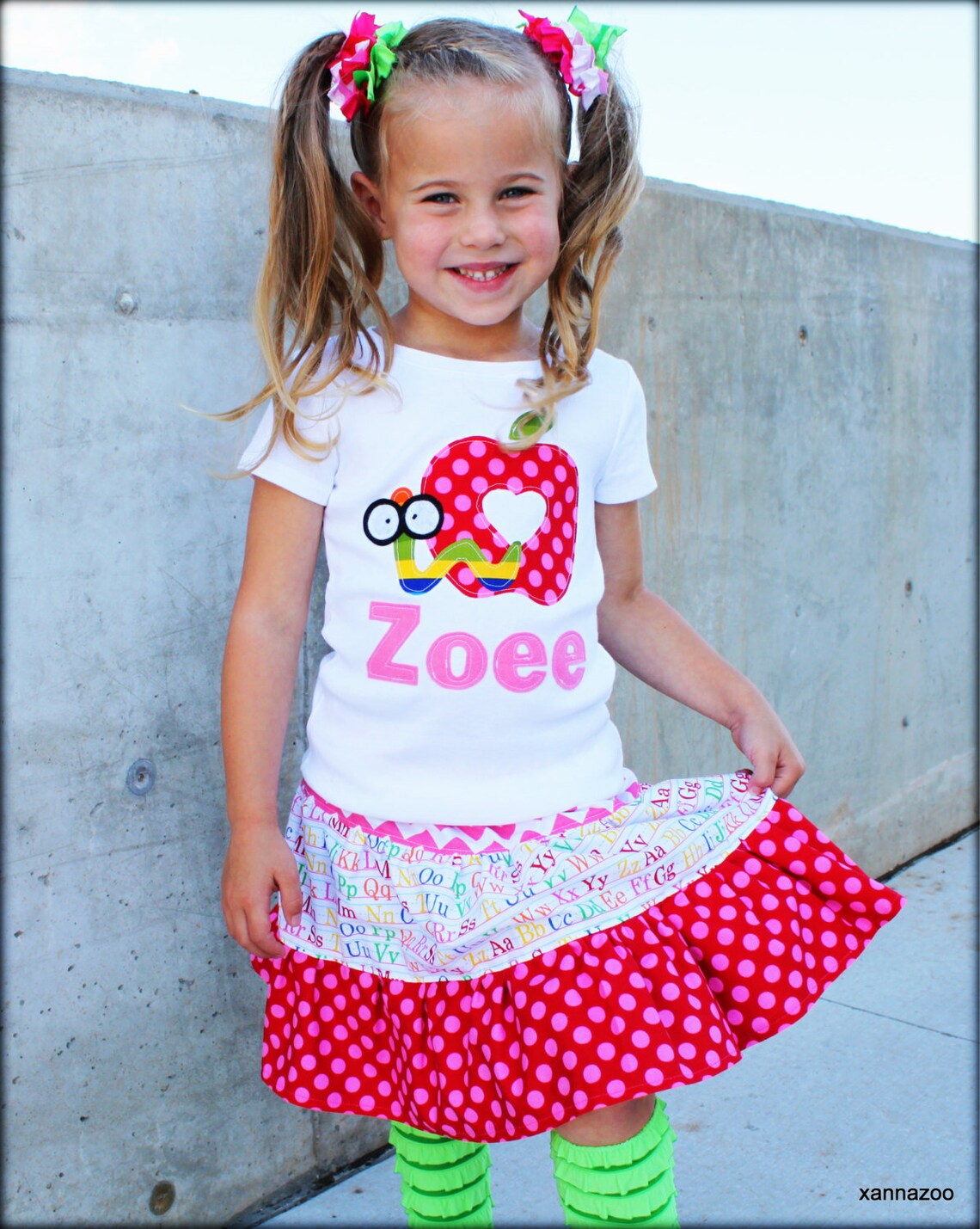 Rainbow Bookworm Outfit, Personalized Back to School Set - Etsy