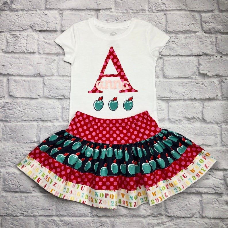 Alphabet Apple Name Back to School Outfit - Etsy