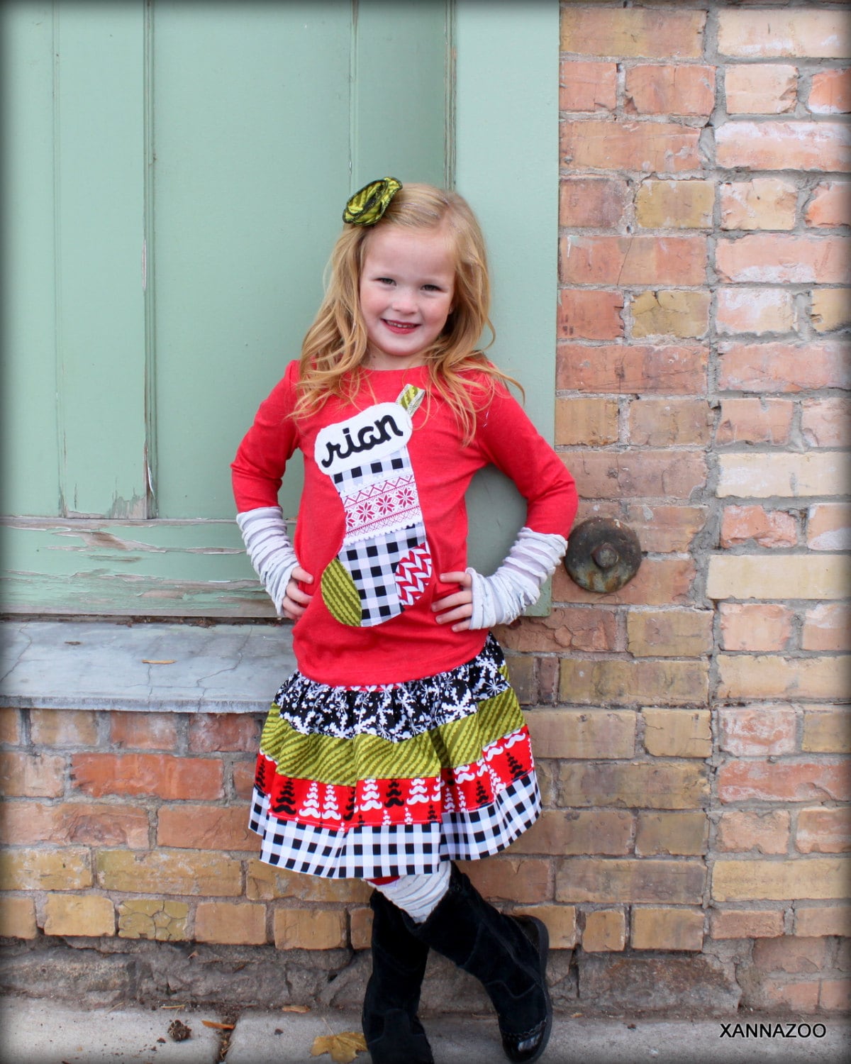 Girl Christmas Outfit Modern Personalized Christmas Stocking | Etsy