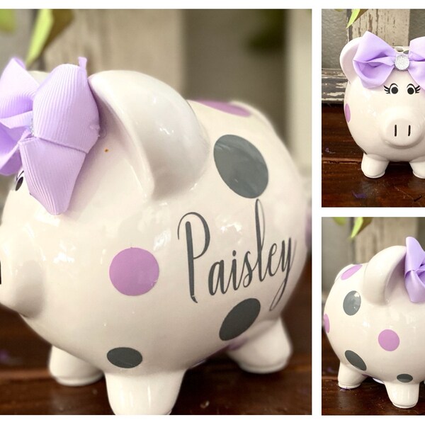 Purple Piggy Bank - Etsy